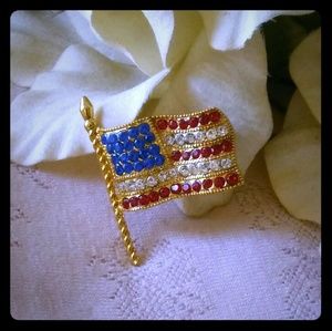 Jewelry | Crystal Studded American Flag Pin | Poshmark